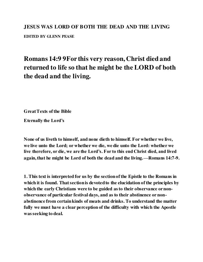 Jesus was lord of both the dead and the living