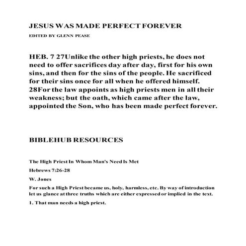 Jesus was made perfect forever | DOCX | Christianity | Religion ...