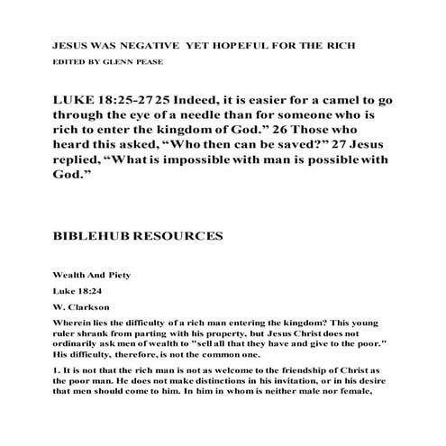 Jesus was negative yet hopeful for the rich | PDF