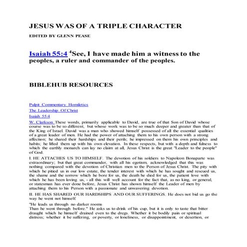 Jesus was of a triple character | DOCX | Christianity | Religion ...