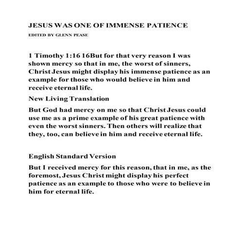 Jesus was one of immense patience | DOCX