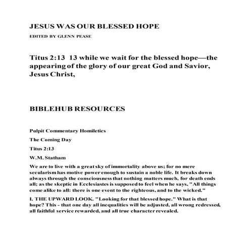 Jesus was our blessed hope | DOCX