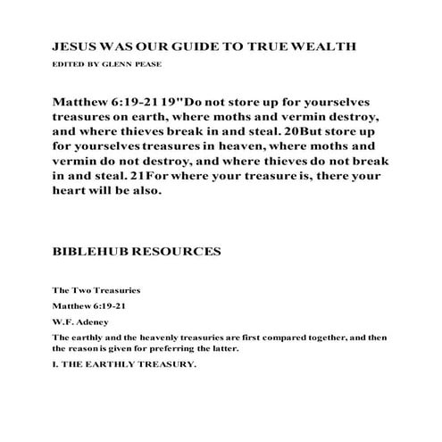 Jesus was our guide to true wealth | PDF