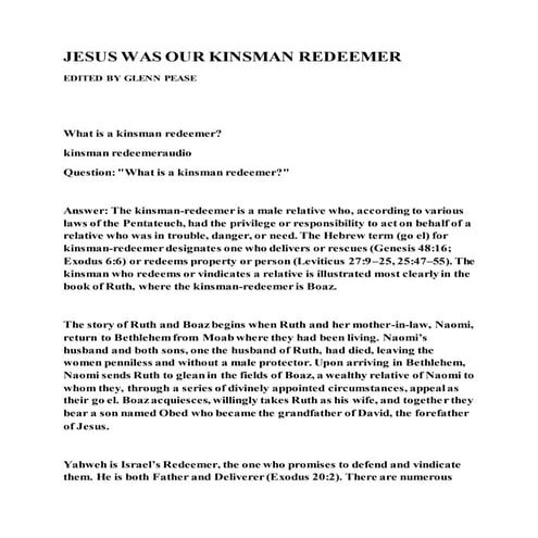 Jesus was our kinsman redeemer | PDF