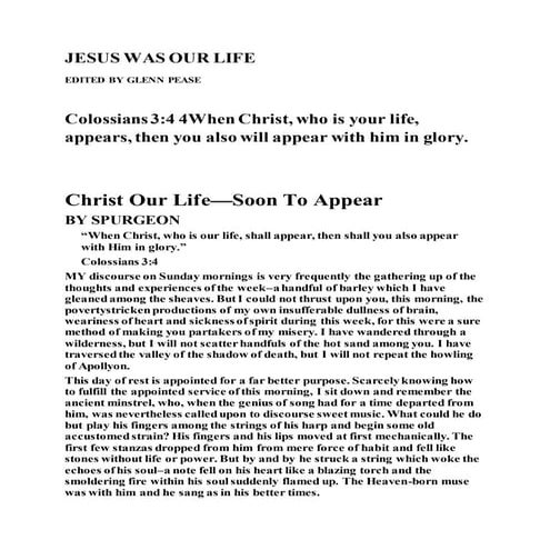 Jesus was our life | DOCX