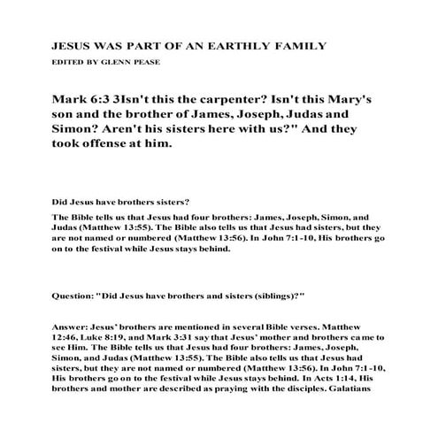 Jesus was part of an earthly family | DOCX