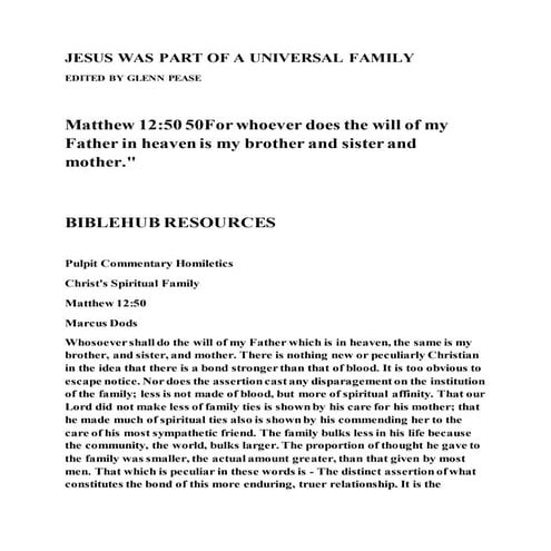 Jesus was part of a universal family | PDF