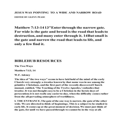 Jesus was pointing to a wide and narrow road | DOCX