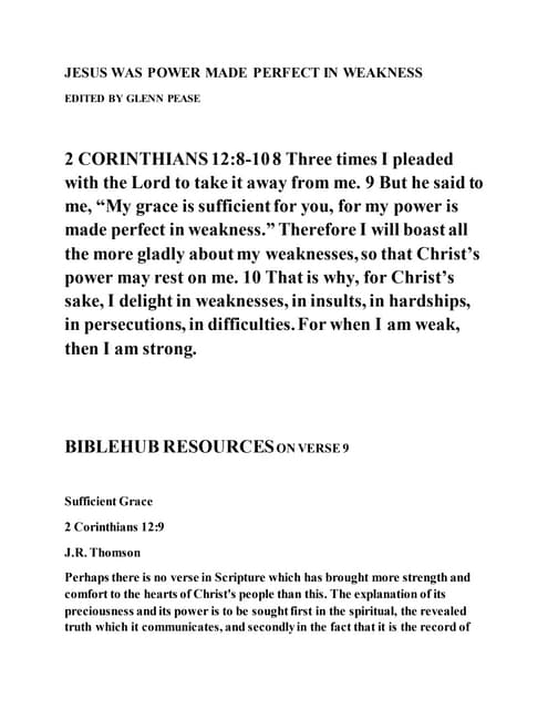 0514 2 corinthians 129 my power is made perfect power point church ...