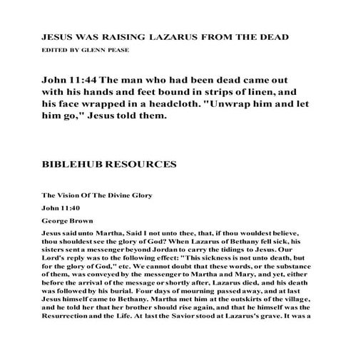 Jesus was raising lazarus from the dead | DOCX
