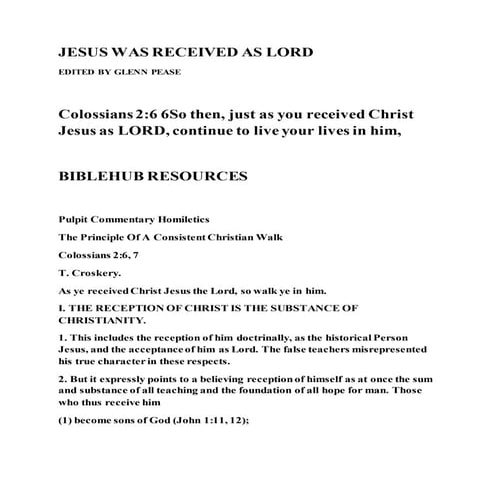Jesus was received as lord | DOCX