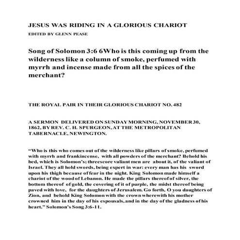 Jesus was riding in a glorious chariot | DOCX
