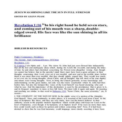 Jesus was shining like the sun in full strengh | DOCX