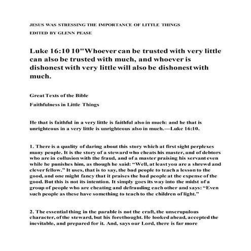 Jesus was stressing the importance of little things | DOCX