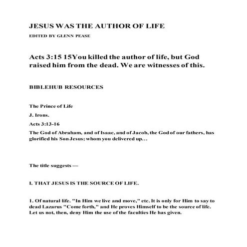 Jesus was the author of life | DOCX