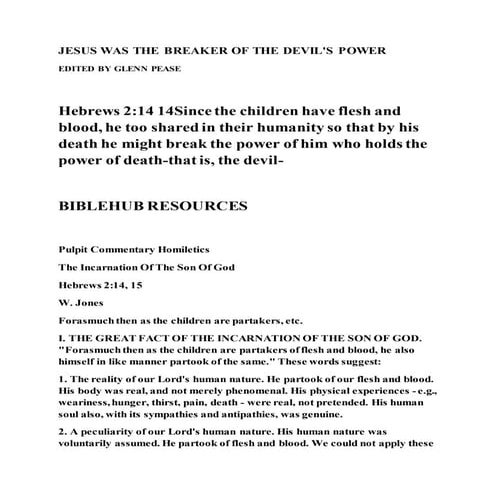 Jesus was the breaker of the devil's power | PDF | Free Download