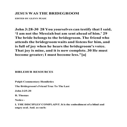 Jesus was the bridegroom | PDF