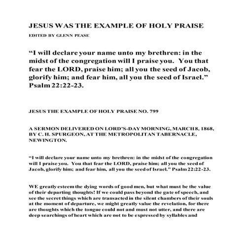 Jesus was the example of holy praise | DOCX