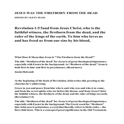 Jesus was the firstborn from the dead | PDF