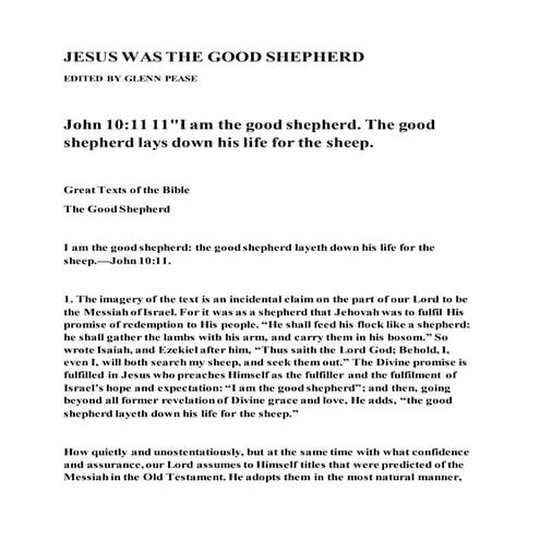 Jesus was the good shepherd | DOCX