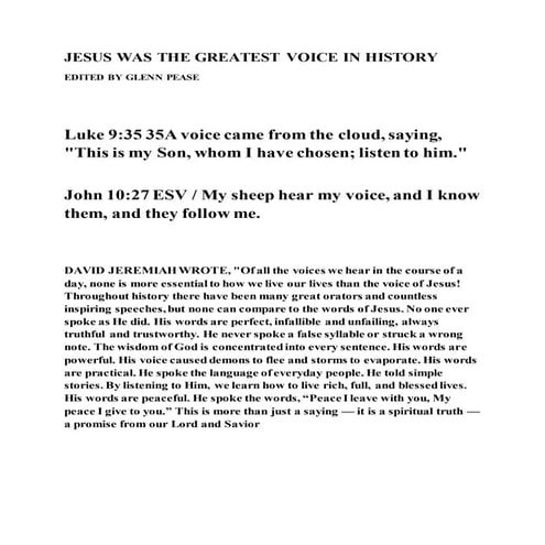 Jesus was the greatest voice in history | PDF