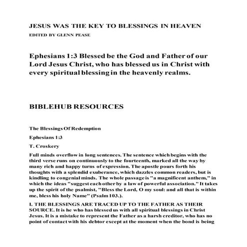 Jesus was the key to blessings in heaven | PDF