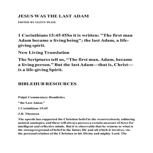 Jesus was the last adam | DOCX