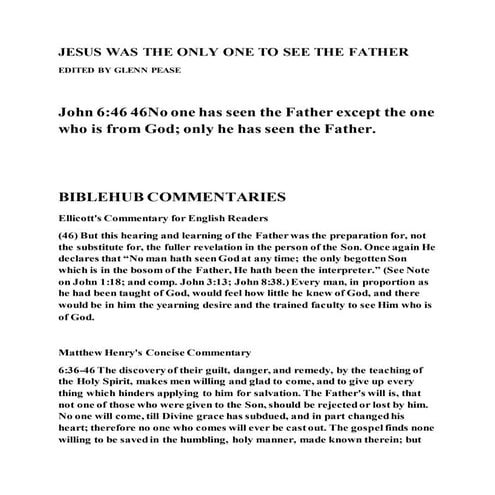 Jesus was the only one to see the father | DOCX
