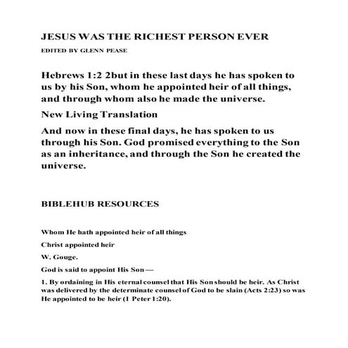 Jesus was the richest person ever | PDF