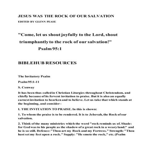 Jesus was the rock of our salvation | PDF