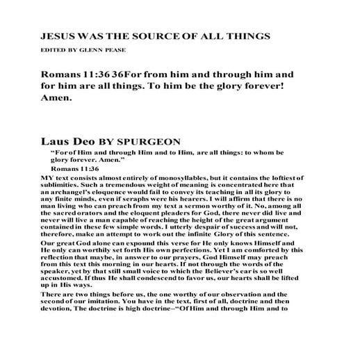 Jesus was the source of all things | DOCX | Christianity | Religion ...