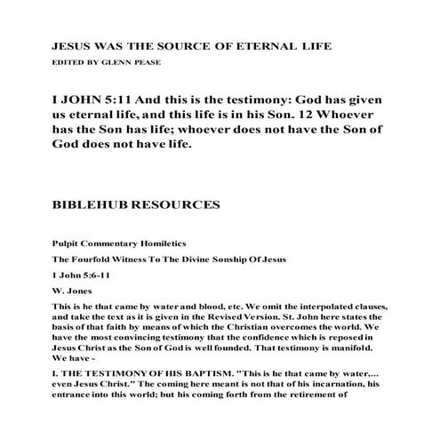 Jesus was the source of eternal life | PDF