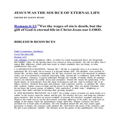 Jesus was the source of eternal life | PDF