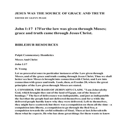 Jesus was the source of grace and truth | DOCX