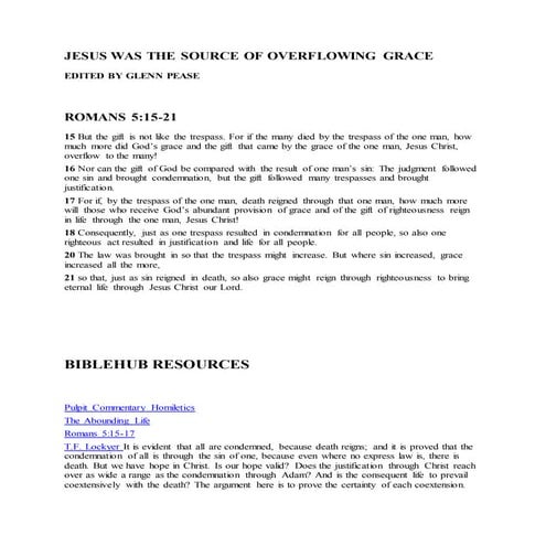 Jesus was the source of overflowing grace | DOCX