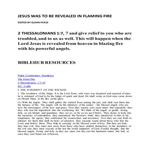 Jesus was to be revealed in flaming fire | DOCX | Christianity ...