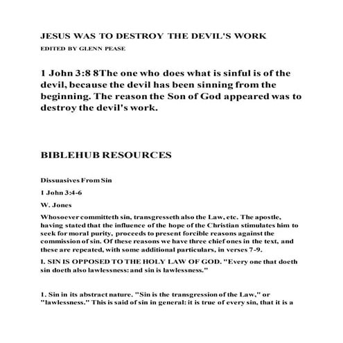 Jesus was to destroy the devil's work | DOCX