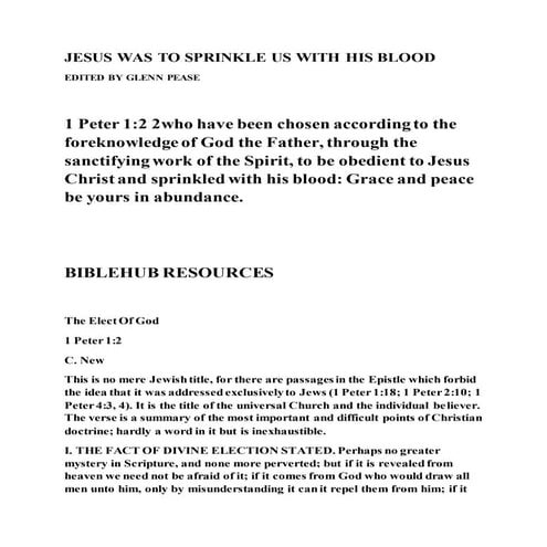 Jesus was to sprinkle us with his blood | DOCX