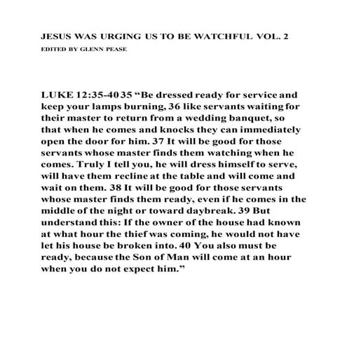 Jesus was urging us to be watchful vol. 2 | PDF