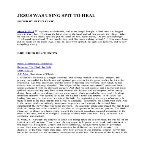 Jesus was using spit to heal | DOCX