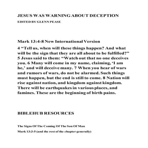 Jesus was warning about deception | DOCX | Christianity | Religion ...