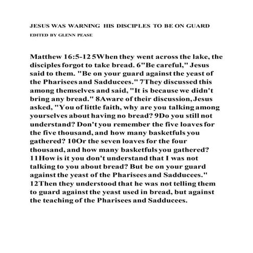 Jesus was warning his disciples to be on guard | DOCX