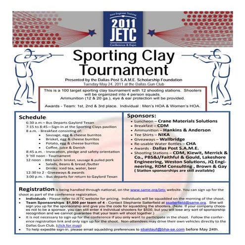 JETC 2011 Sporting Clay Shoot Flyer | PDF