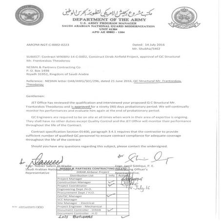 Jet letter no223 approval of qc mr frantzeskos theodoru | PDF