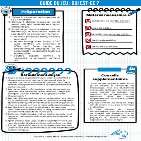 Jeu Qui est-ce A1+ A2 pour pratiquer la description physique | PDF