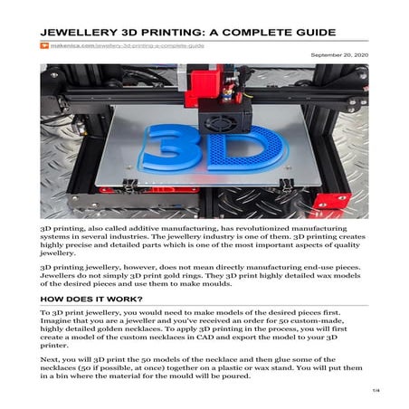 Jewellery 3d printing: a complete guide | PDF