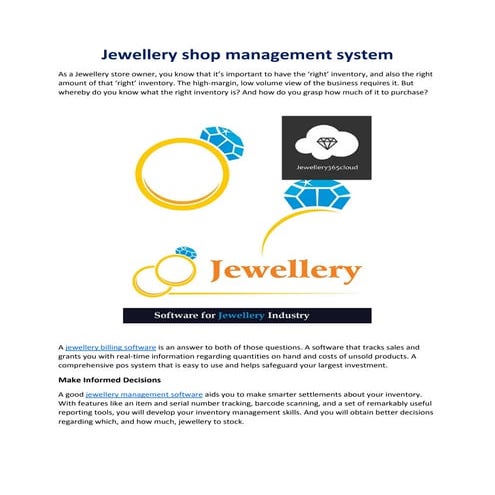 Jewellery Shop Management System Pdf