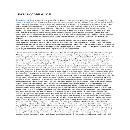 Jewelry Care Guide | DOCX