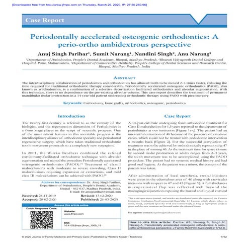 Periodontally accelerated osteogenic orthodontics: A perio-ortho ...