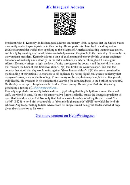 How Did JFK Inaugural Address | PPT